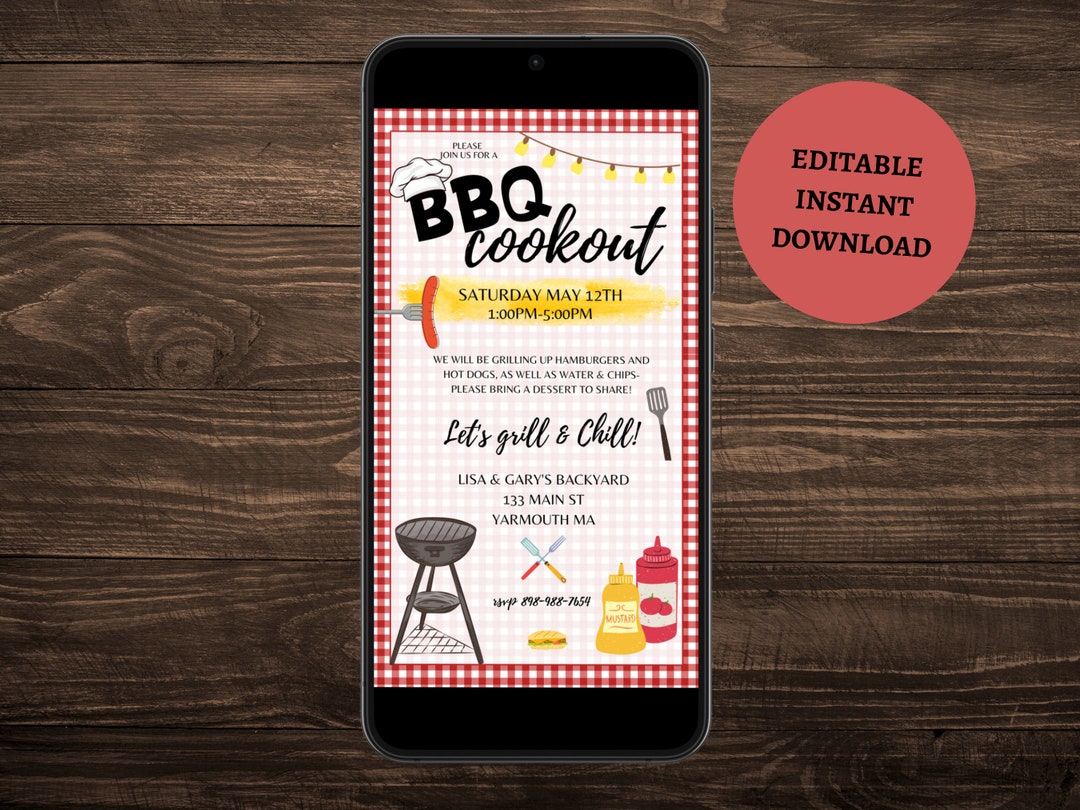 Editable BBQ Invitation, BBQ Birthday Invitation, Adult Invitation ...