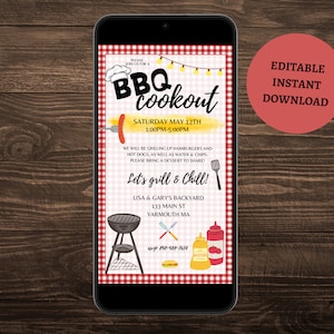 Editable BBQ Invitation, BBQ Birthday Invitation, Adult Invitation ...