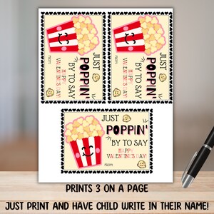 PRINTABLE Just POPPIN' BY to Say Happy Valentine's Day! Tag | Instant ...