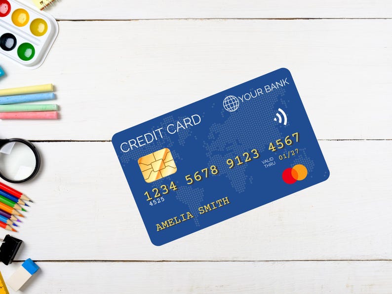 Editable Pretend Play Credit Card for Kids Play Money Toddler Toys, DIY ...