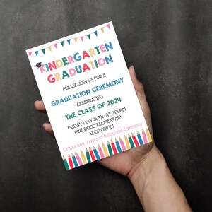 Editable Kindergarten Graduation Invitation, Kindergarten Party Invite ...