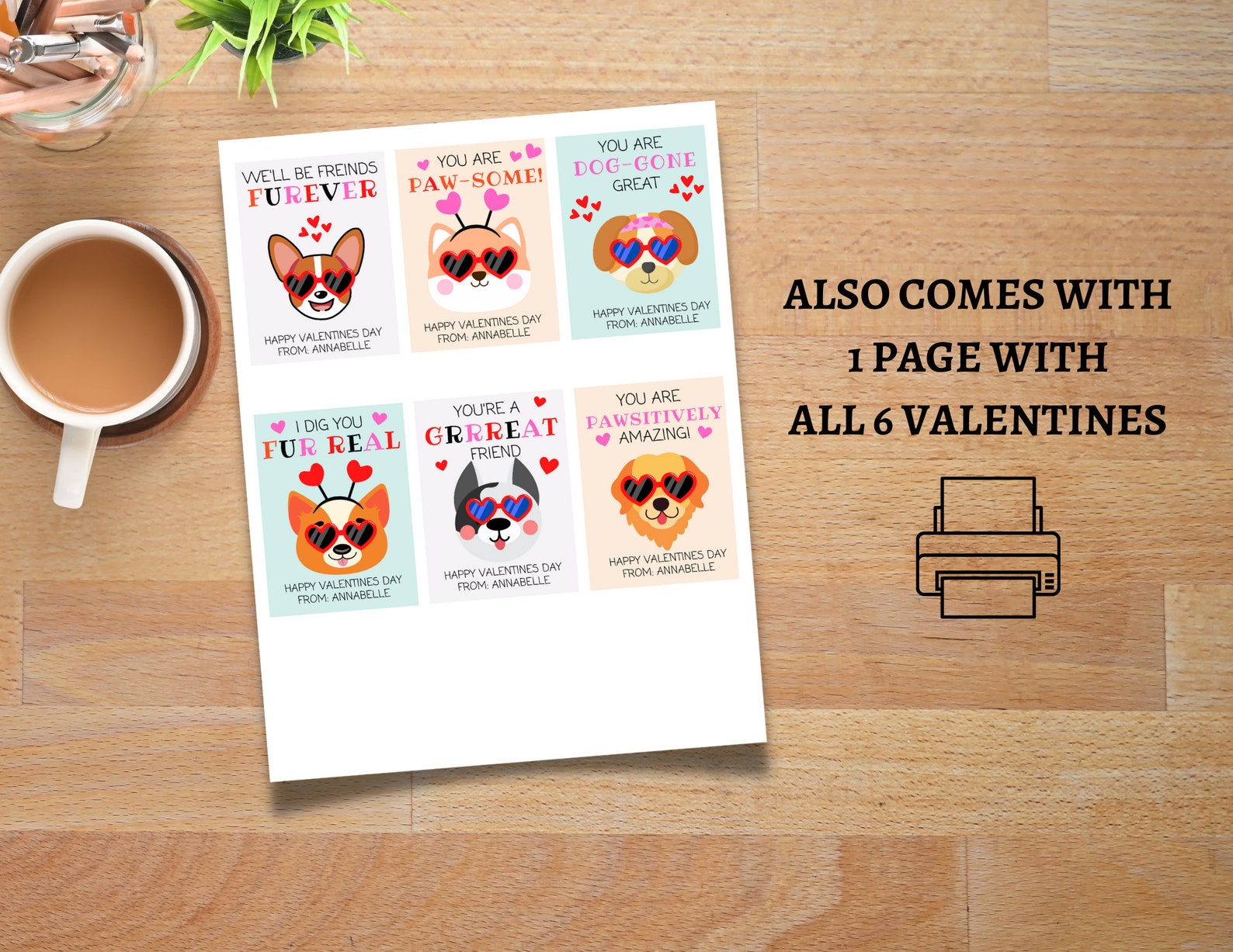 Kids Valentines, Puppy Printable Valentine's Day Cards, Editable ...