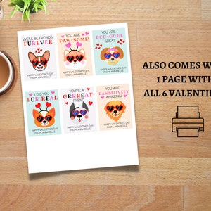 Kids Valentines, Puppy Printable Valentine's Day Cards, Editable ...