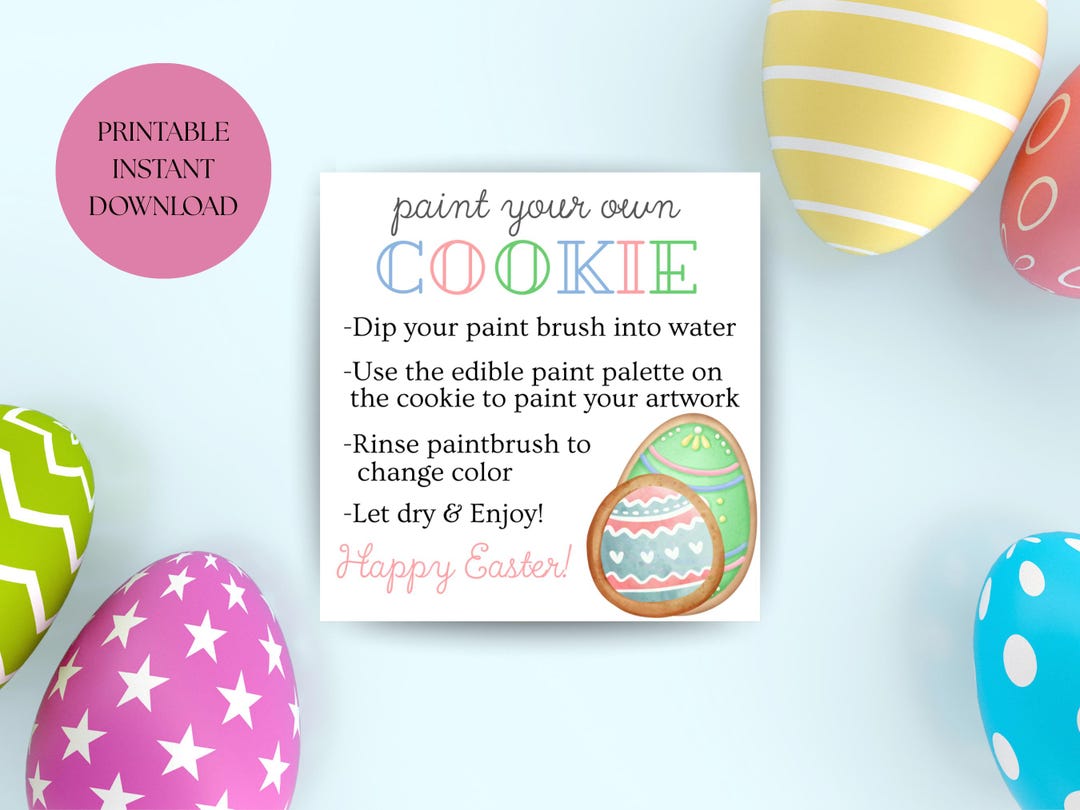 Easter PYO Cookie Tag With Instructions. Easter Tag for Paint Your Own ...