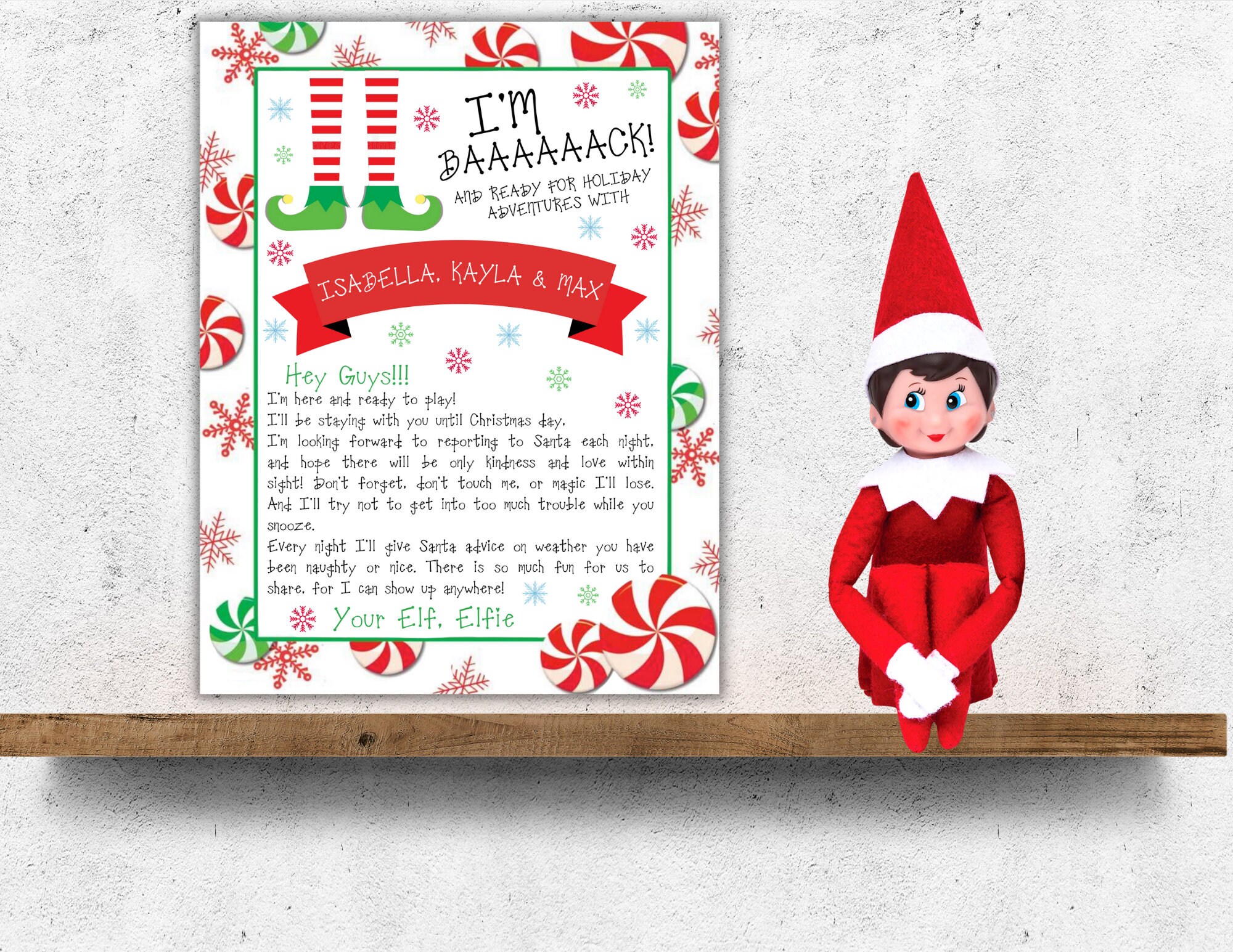 Elf Letter Set, I'm Back Hello From Your Elf, Goodbye From Elf Arrival ...