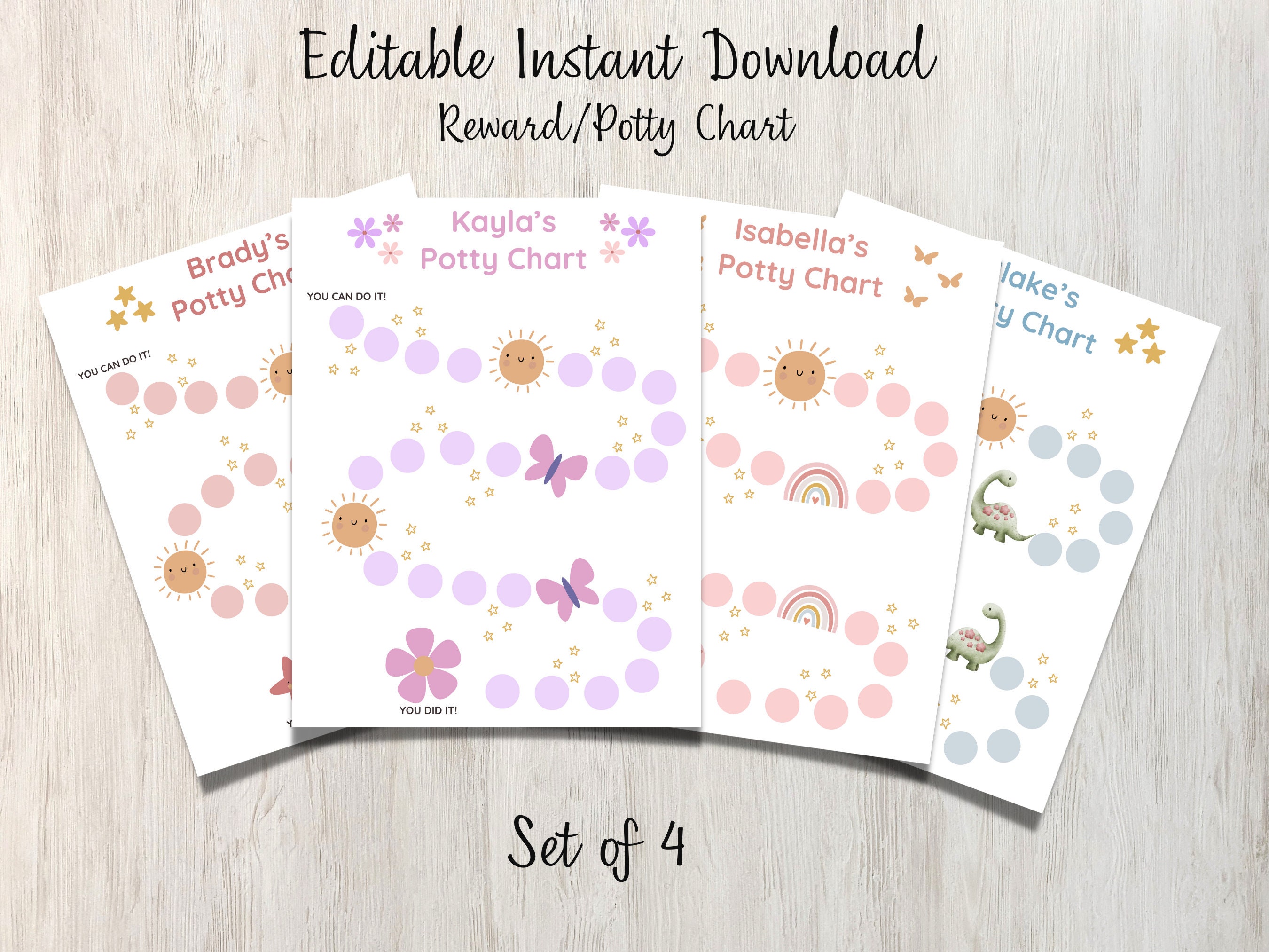 Editable Potty Chart | Potty Training Chart | Custom Sticker Chart ...