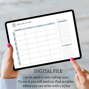 Digital Meal Planner for Goodnotes, Blush Pink, Undated Weekly Meal ...