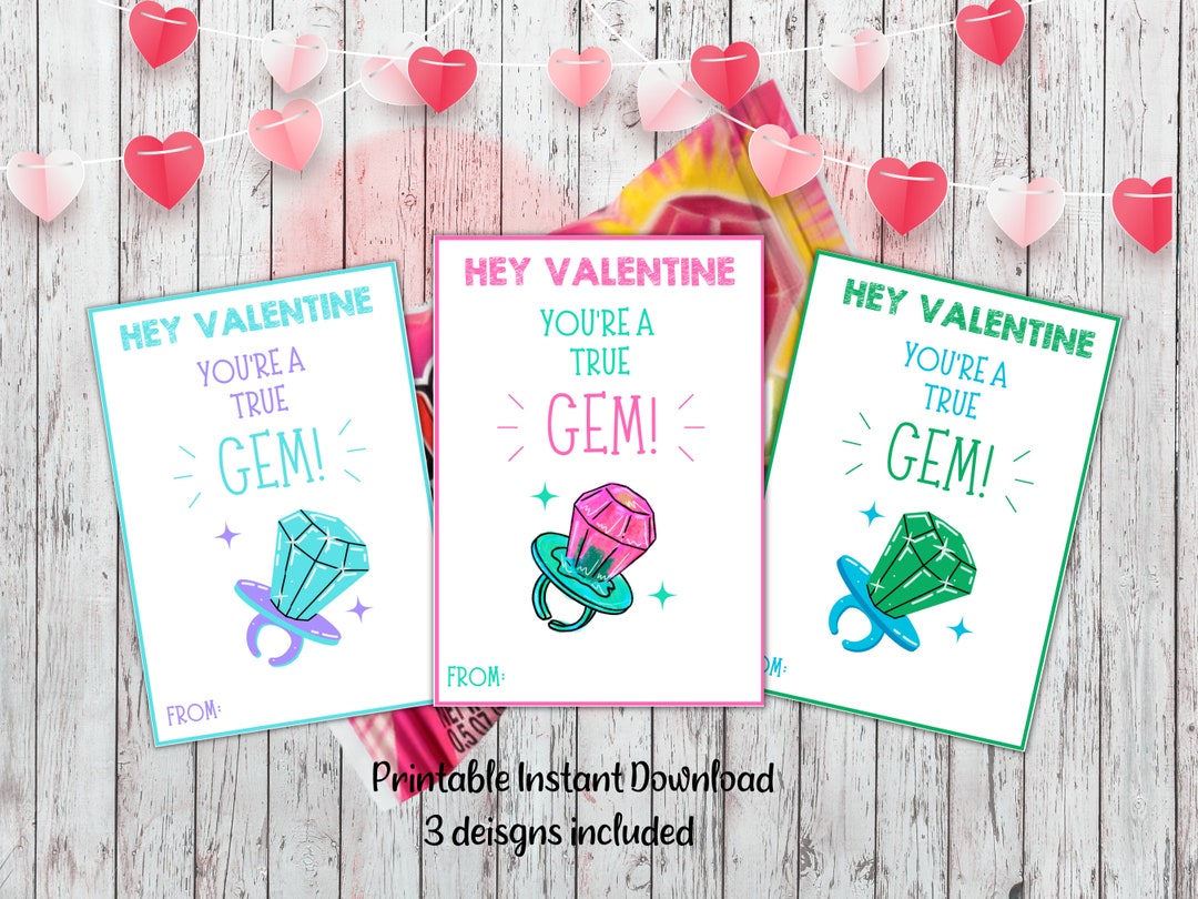 PRINTABLE Valentine Card, Ring Pop Valentine Card, Printable Classroom ...
