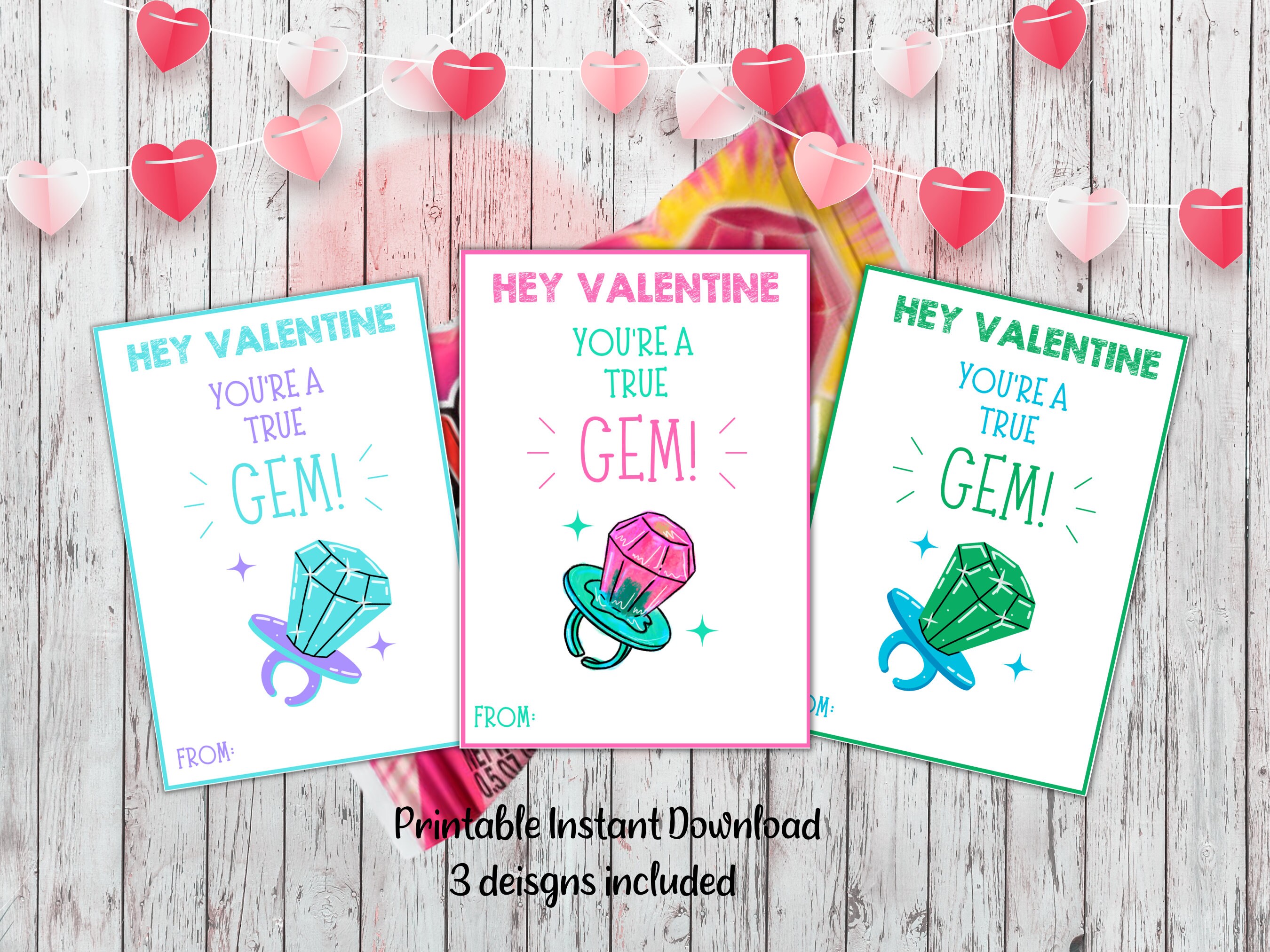 PRINTABLE Valentine Card, Ring Pop Valentine Card, Printable Classroom ...