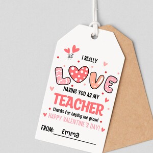 Valentine Teacher Tag. Printable Gift Tags for Valentine's Day ...