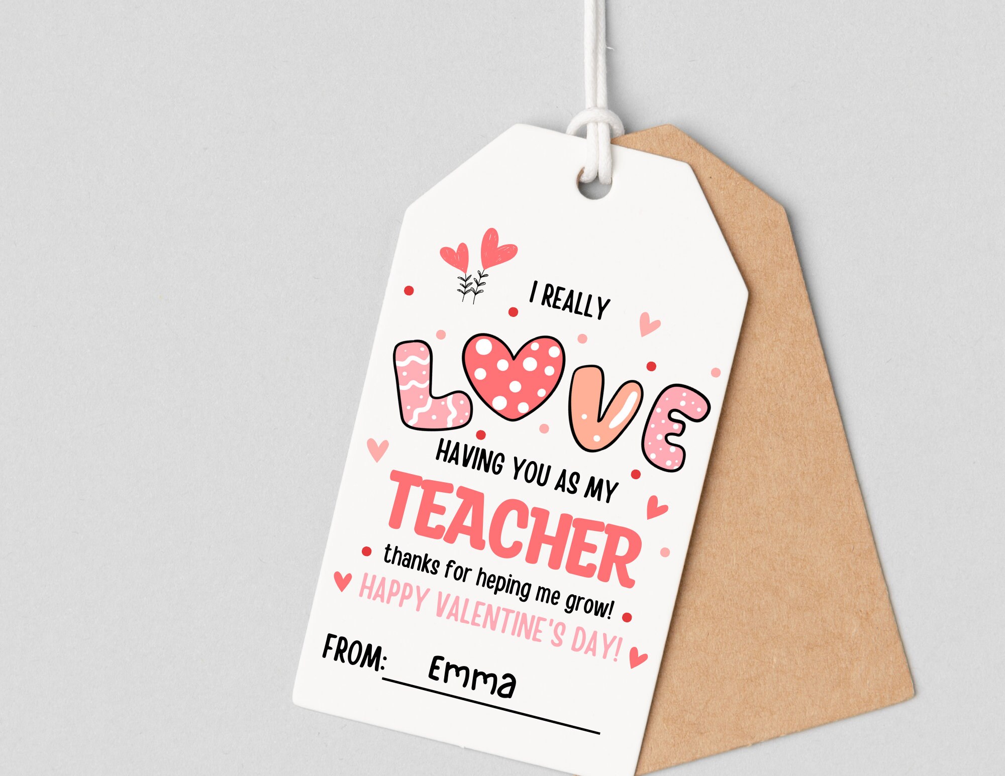 Valentine Teacher Tag. Printable Gift Tags for Valentine's Day ...