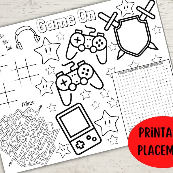 Printable Gamer Party Activity Sheet - Etsy