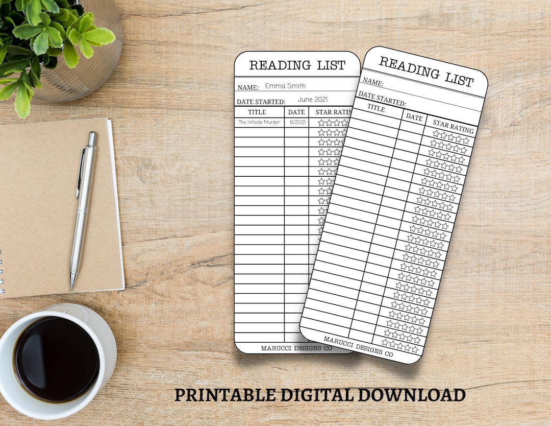 Printable Reading List Bookmark, 3 Pack Bookmark, Vintage Library ...