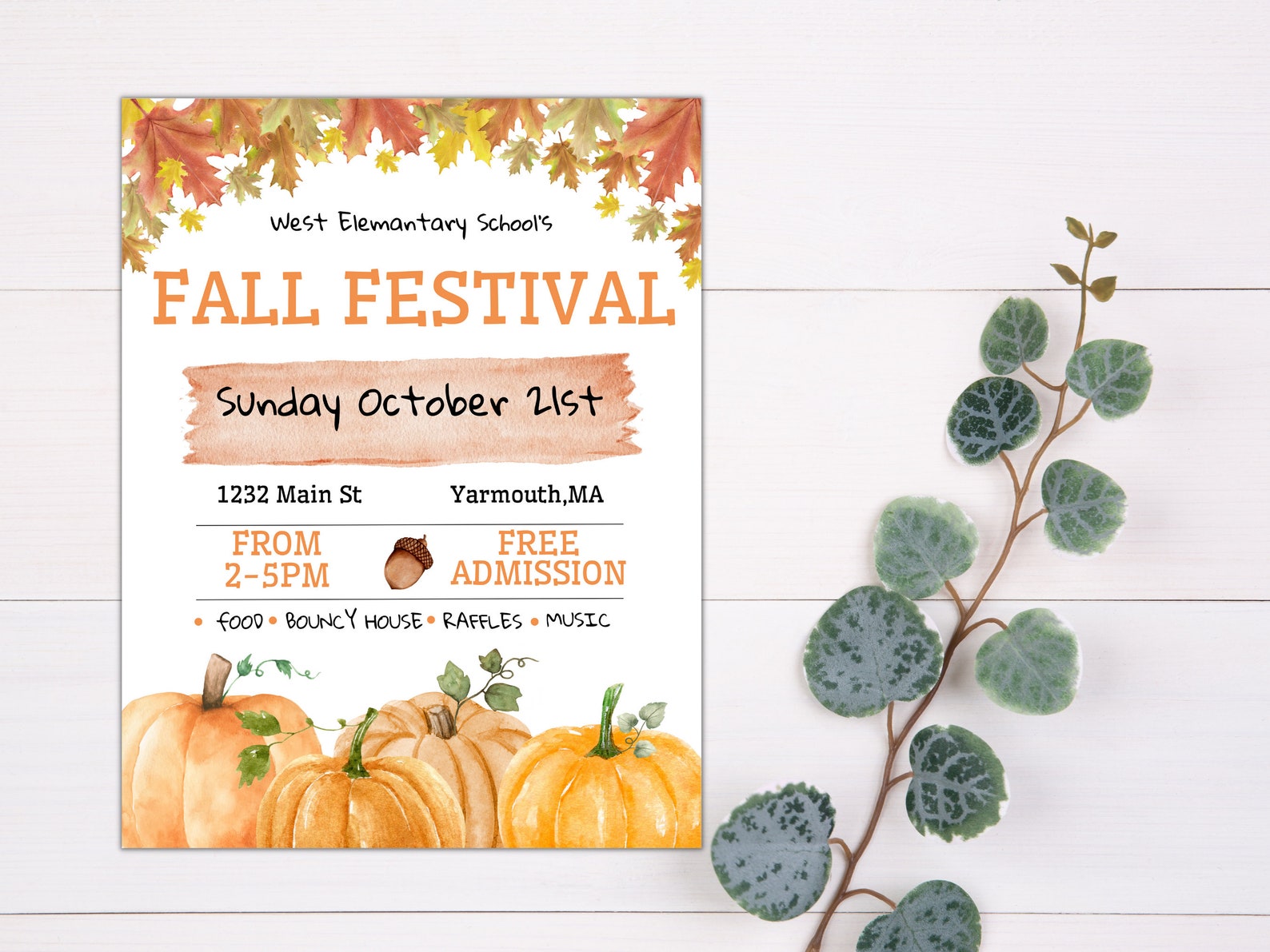 Fall Festival Flyer Template Editable, Harvest Invitation Church ...