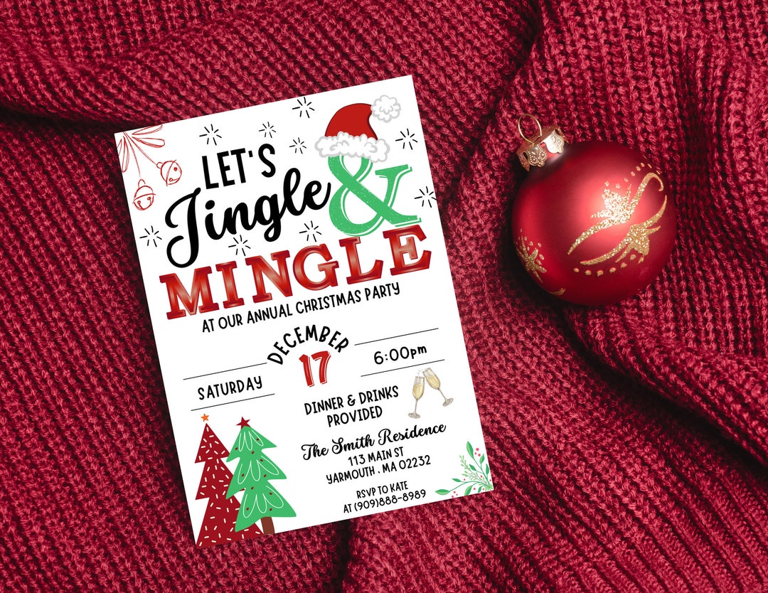 EDITABLE Jingle & Mingle Christmas Party Template - Trendy Christmas ...