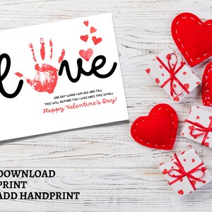 PRINTABLE Valentines Day Handprint Art Craft for Kids, Keepsake Art ...