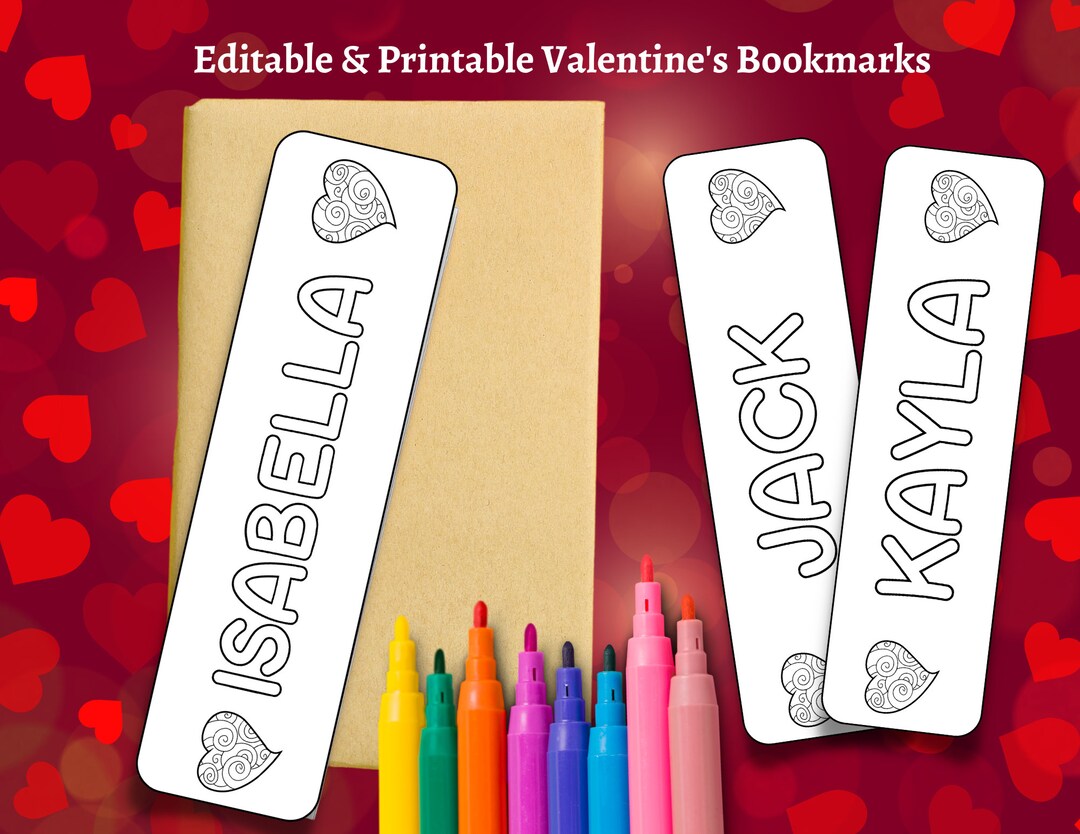 Kids Valentines Kids Valentine Cards, Digital Valentine's Bookmarks ...
