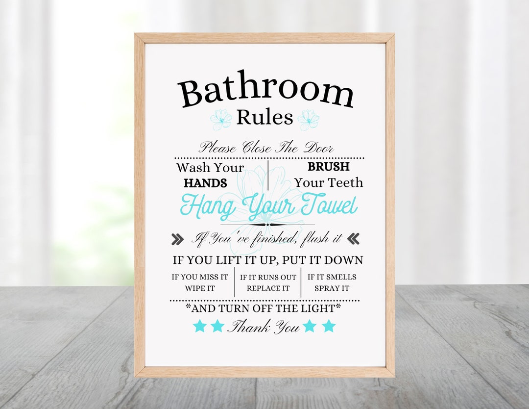 Bathroom Rules Sign ,printable Sign,bathroom Decor,digital Download ...