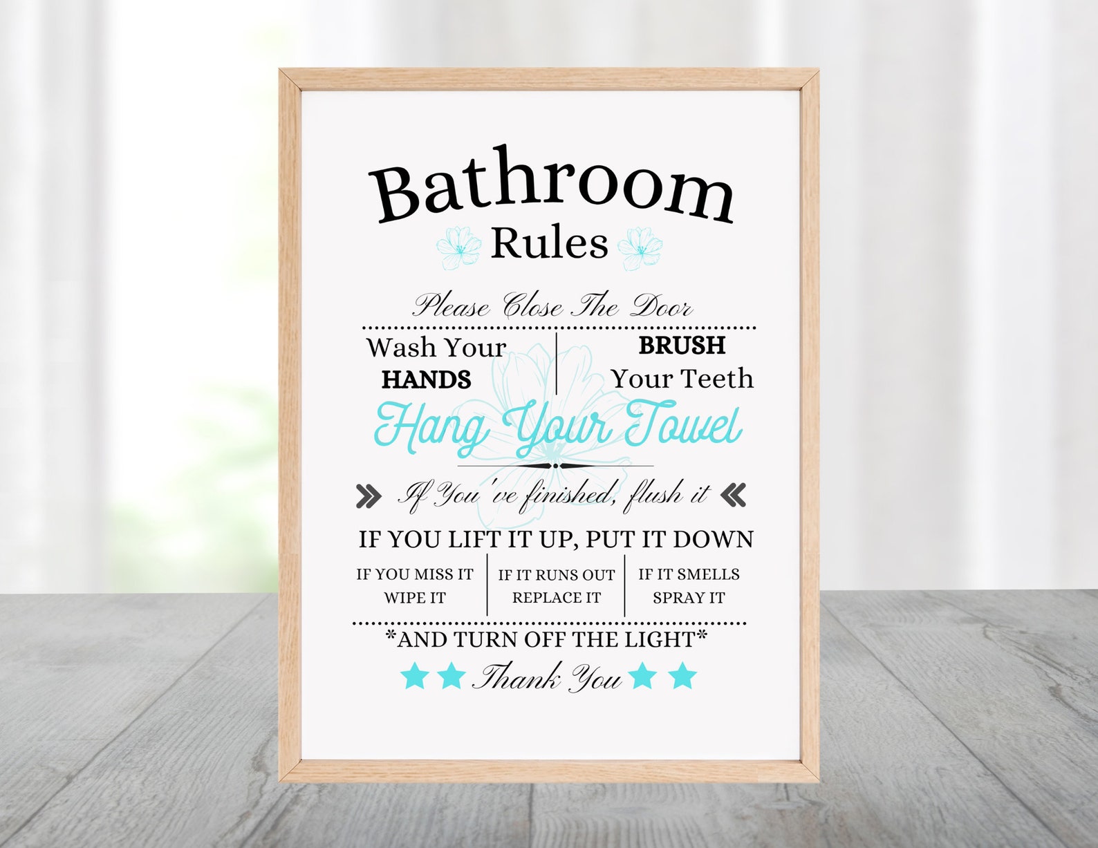 Bathroom Rules Sign printable Signbathroom Decordigital - Etsy