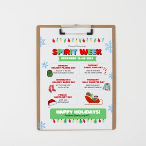 Editable Christmas Spirit Week Flyer Canva Template, School Spirit ...
