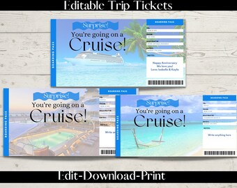 Editable Cruise Ticket Template - Etsy