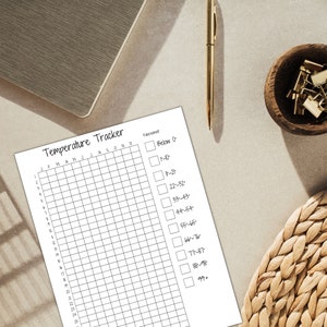 Temperature Log - A5 Journal Page - Printable Tracker - Temperature ...