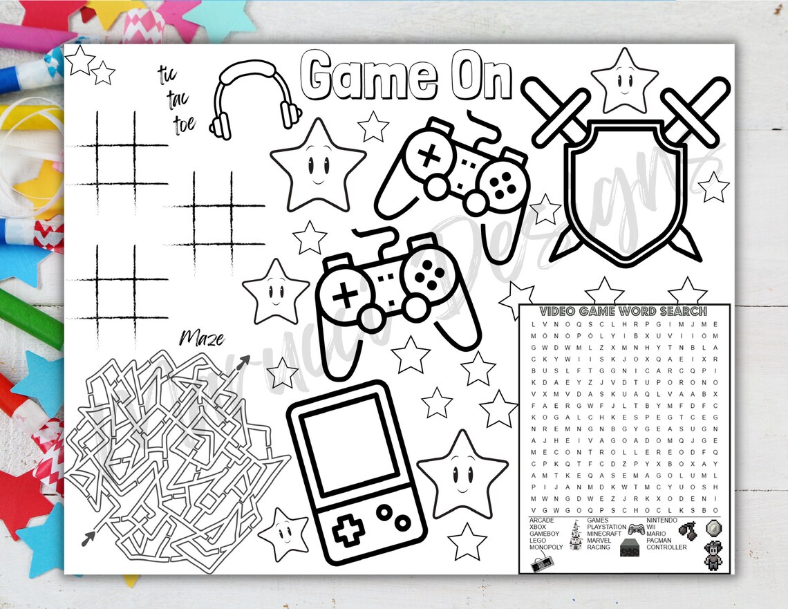 Printable Video Game Party Activity Sheet / Kids Printable - Etsy