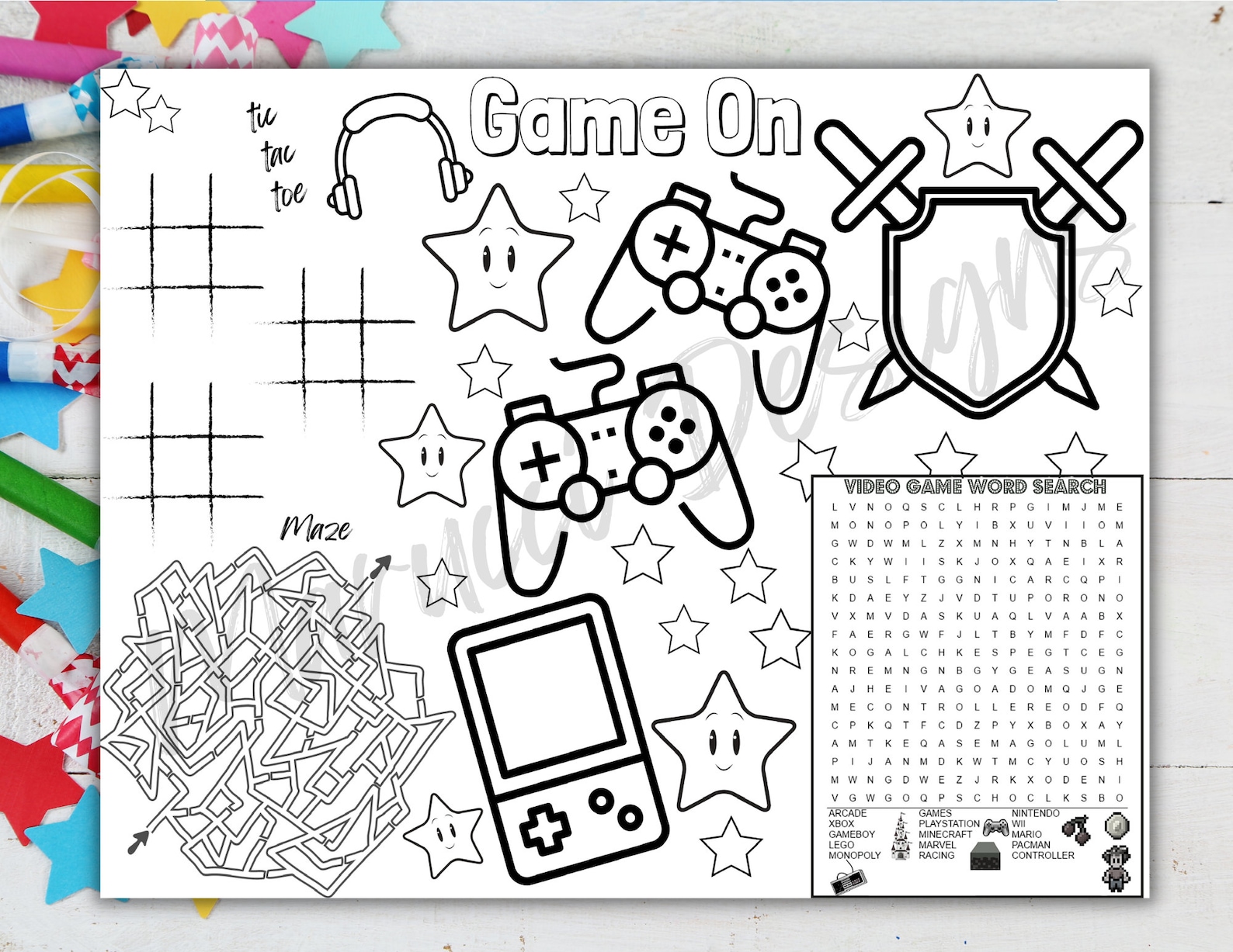 Printable Video Game Party Activity Sheet / Kids Printable - Etsy