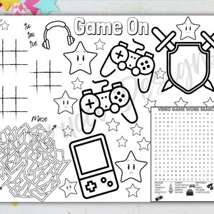 Printable Video Game Party Activity Sheet / Kids Printable Activity ...