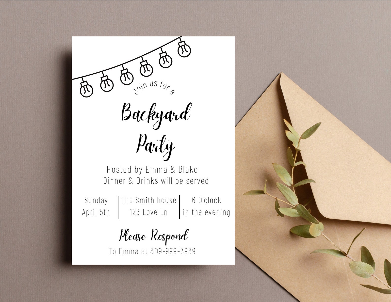 Backyard Party Invitation Template, Birthday, Baby Shower, Couples ...