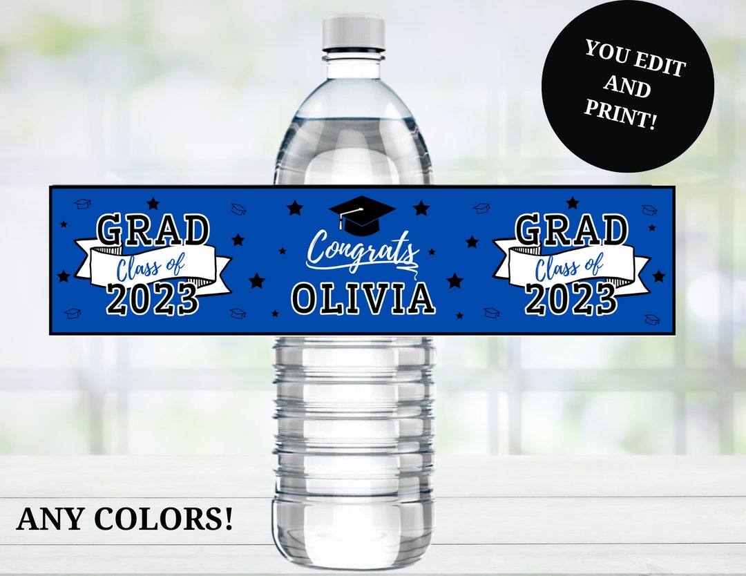 Graduation Water Bottle Labels Personalized Graduation Party - Etsy
