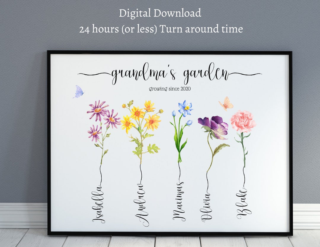 Birth Flower Family Bouquet Template, Birth Month Flower, Gift for Mom ...