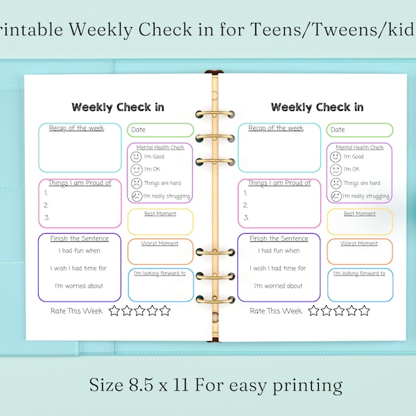 Therapy Checkin for Kids Teen - Etsy