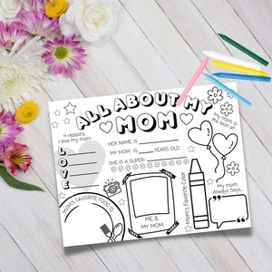 All About My Mom Printable, Mother's Day Craft, Mother's Day Coloring ...