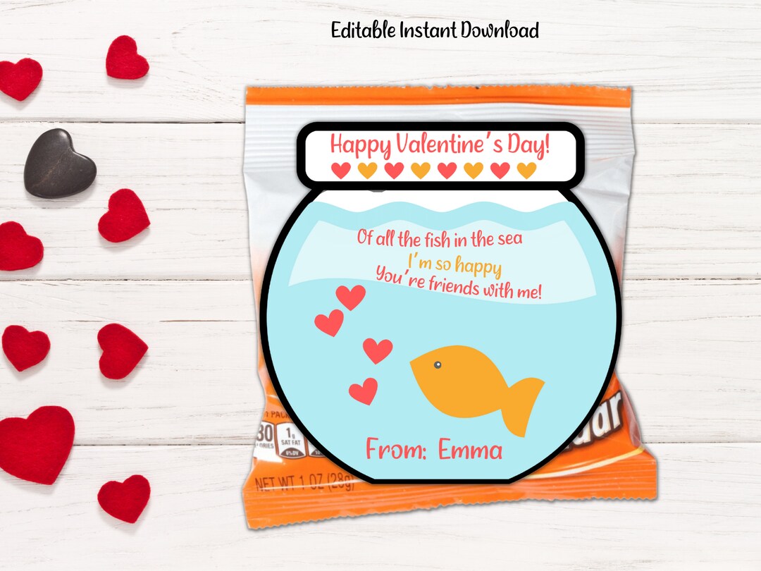 Goldfish Cracker Valentines -fish Valentine's- Printable Valentines ...
