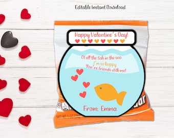 Goldfish Cracker Valentines -fish Valentine's- Printable Valentines ...