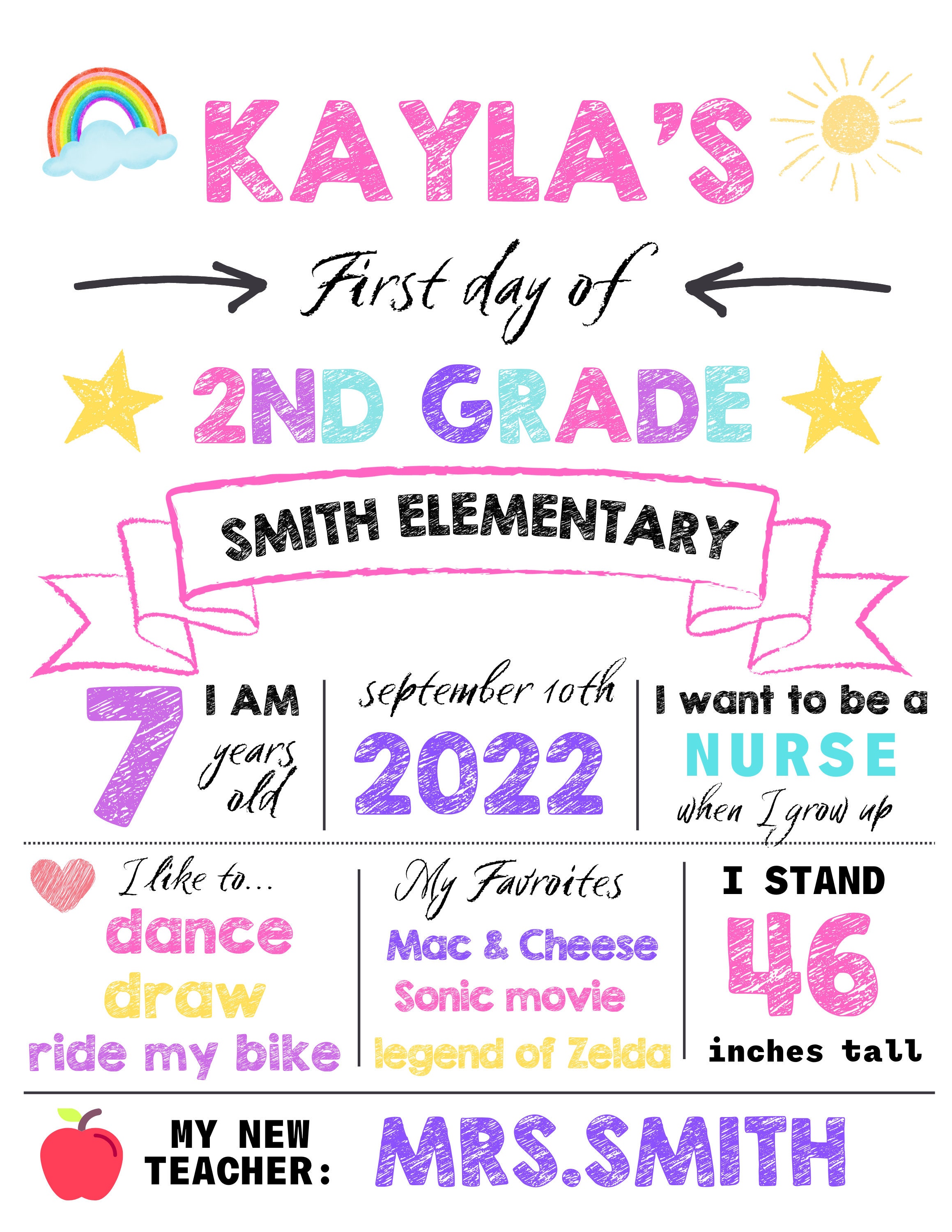 Chalkboard Back to School Sign, First Day or Last Day, Editable and ...