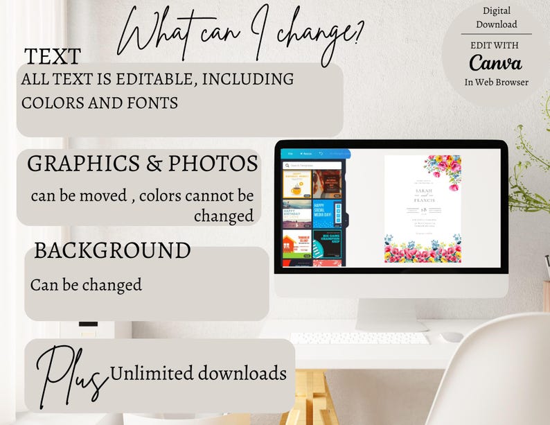 Canva Colourful Flowers Wedding Invitation Bundle, Floral Wedding ...