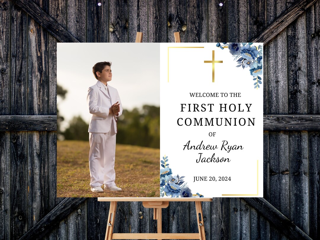 First Communion Sign, Editable Milestone Board, First Holy Communion ...