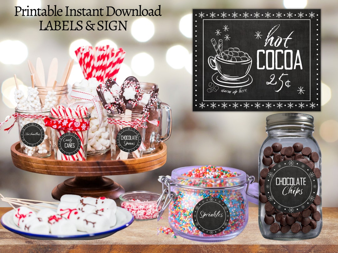 Hot Chocolate Bar Labels -hot Cocoa Bar Sign - Hot Cocoa Bar Labels ...