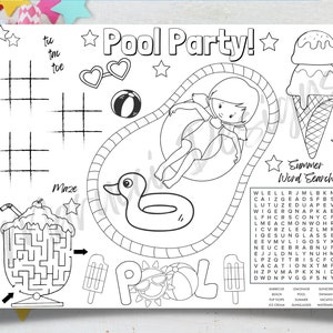 Printable Pool Party Activity Sheet / Kids Printable Activity Sheet ...