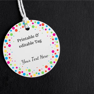 Printable Gift Tag, Confetti Tag Template / Editable Favor Tag ...