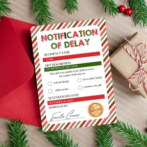 Late Christmas Gift Letter From Santa - Delayed Gift Notice - Missing ...