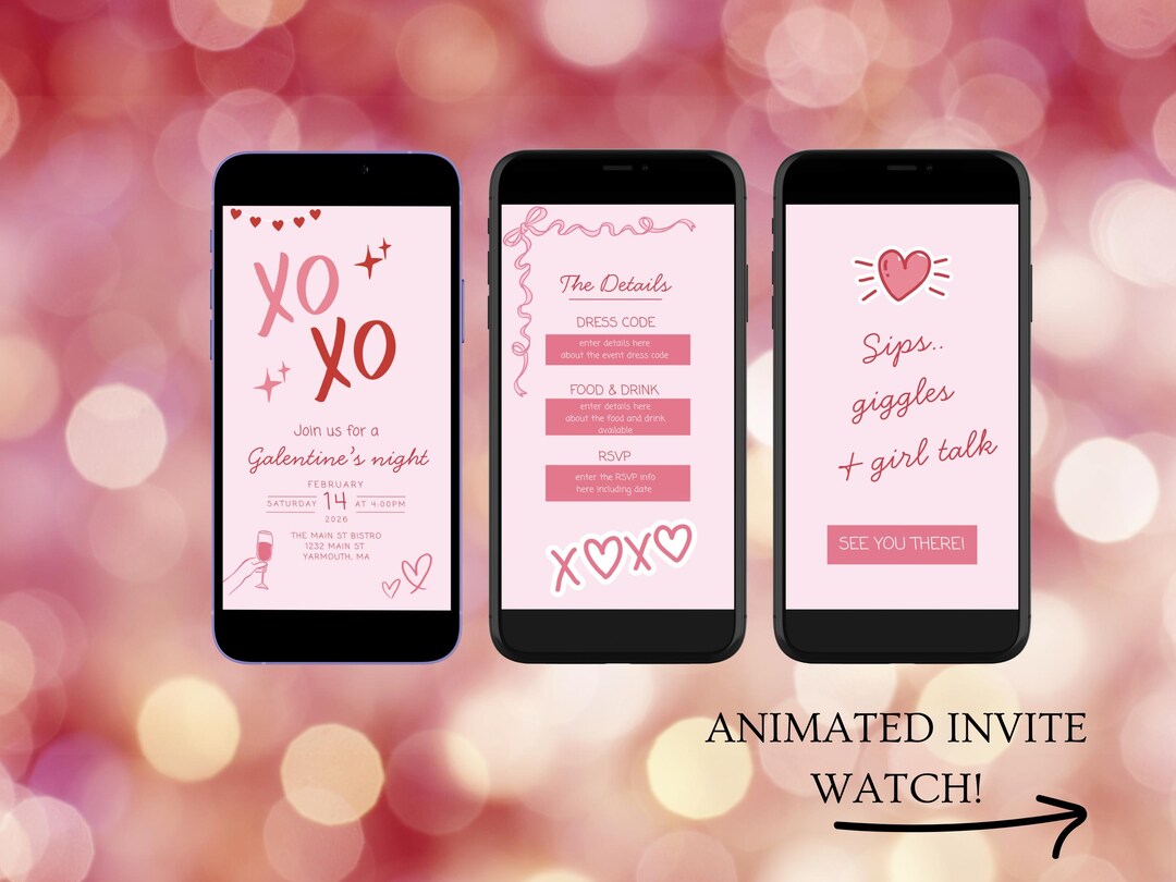Xoxo Party Galantines Day Inviting Video,coquetteful Bow Galentines ...
