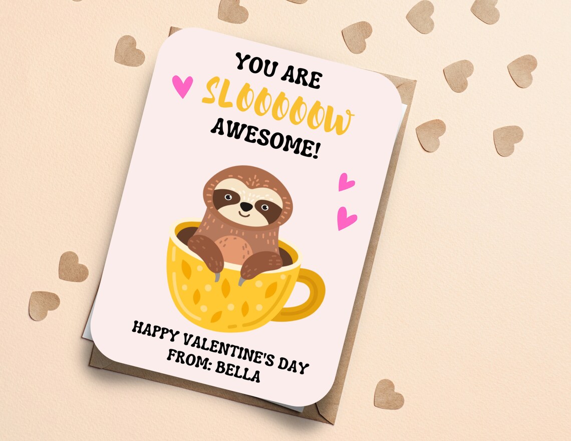 Printable Sloth Valentine's Day Cards Valentines Card for - Etsy