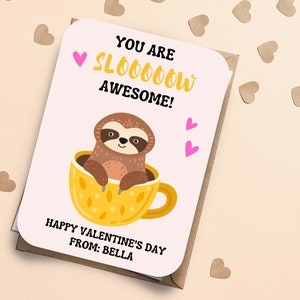 Printable Sloth Valentine's Day Cards, Valentines Card for Kids, Sloth ...