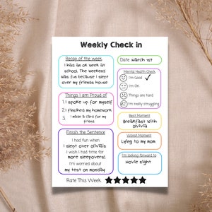 Weekly Check-in for Teens, Teen Mental Health , School | Journaling for ...