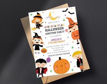 Editable Halloween Costume Party Birthday Invitation Halloween ...