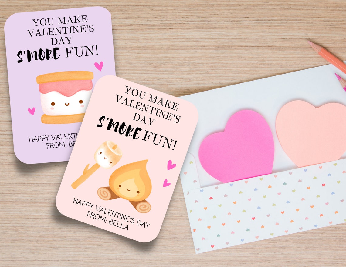 Smore Valentine Cards Printable Instant Download Kids - Etsy