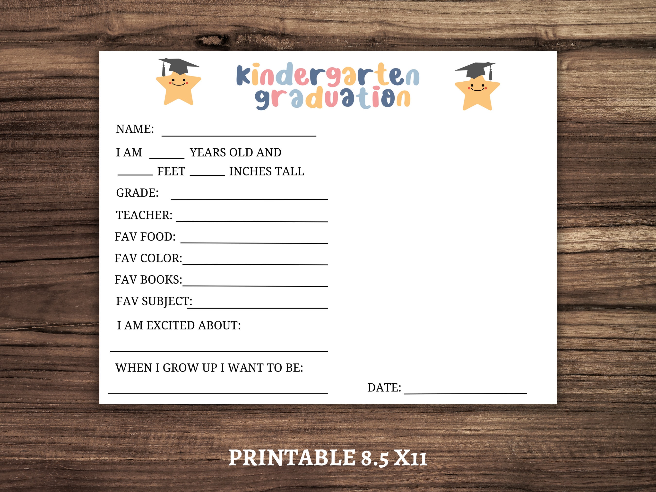 Last Day of School Printable, Kindergarten Graduation Keepsake ...